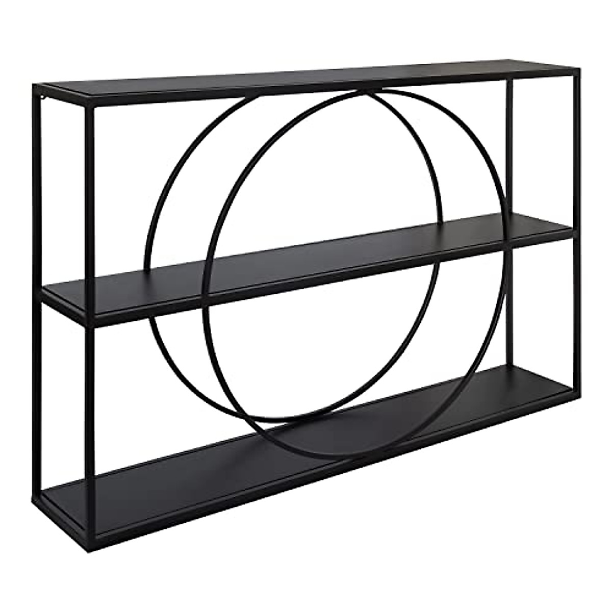 Kate and Laurel Geometric Pirzada Wall Shelf, 36" x 24", Black, Modern Wall Storage