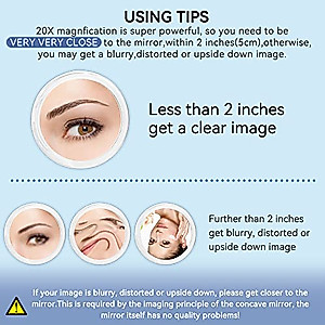 MIYADIVA 20x Magnifying Mirror, Small Magnifying Mirror with Suction Cup, Magnified Mirror, Close Up Mirror for Precise Details of Makeup, Super Magnification, 6" Dia