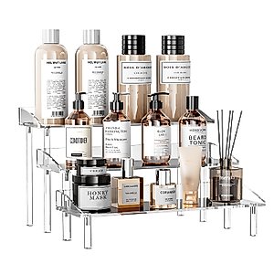 CPPDEL 3-Tier Corner Bathroom Counter Organizer, Acrylic Makeup Organizer Perfume for Bathroom, Cosmetics Skincare Shelf Organizer, Spice Rack for Kitchen, Vanity Organizer for Bathroom Counter