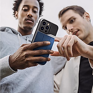 VENA vCommute Wallet Case Compatible with Apple iPhone 14 Pro (6.1"-inch), (Military Grade Drop Protection) Flip Leather Cover Card Slot Holder with Kickstand - Blue