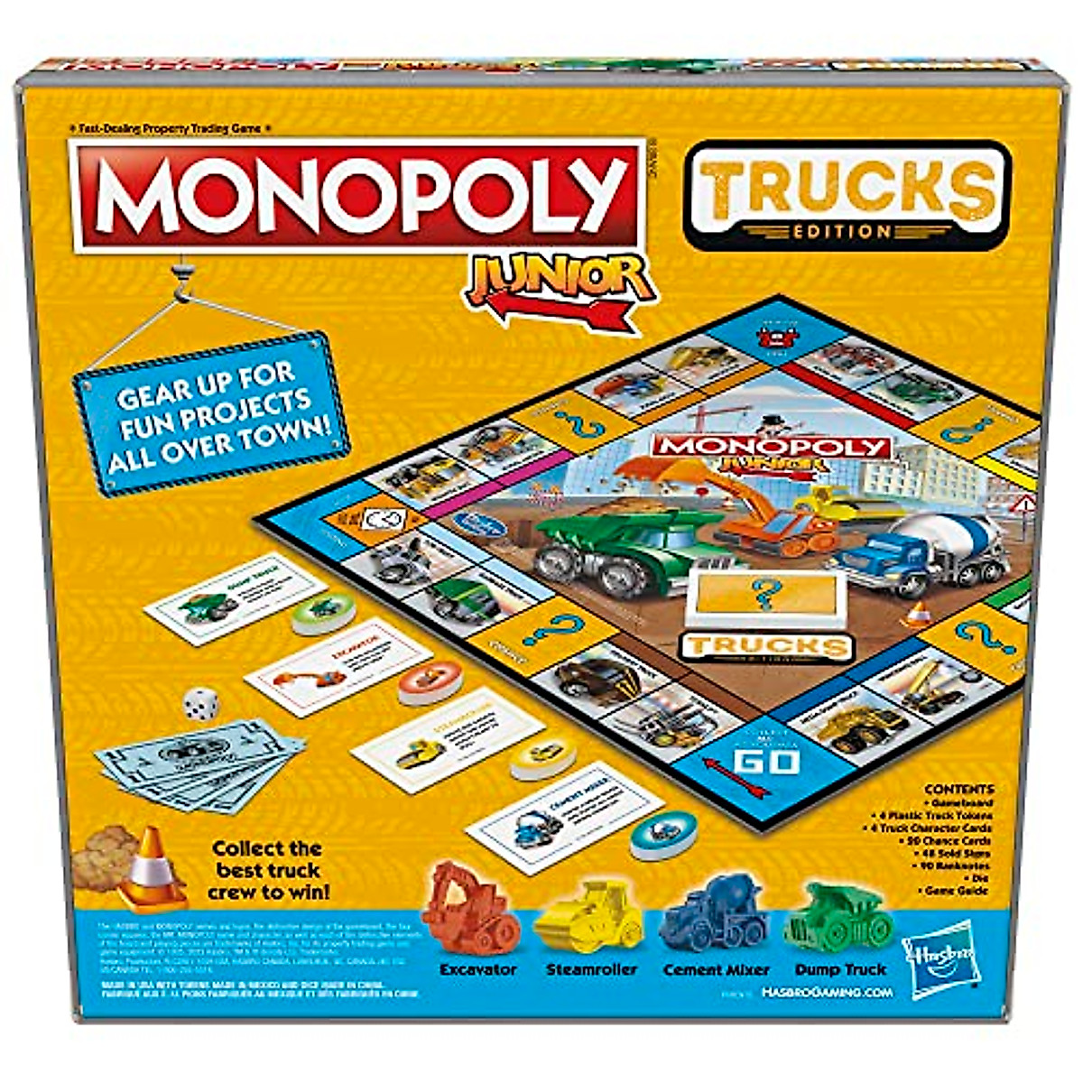 Hasbro Gaming Monopoly Junior Trucks Edition Board Game for Kids Ages 5+, 2-4 Player Kids Games