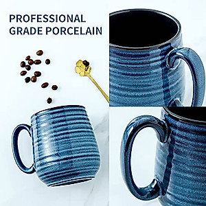 Hasense Large Coffee Mug, 20 oz Ceramic Coffee Cups for Office and Camping, Big Coffee Mug for Latte Coffee Tea Soup as Friend Gifts, Dishwasher and Microwave Safe, 1 PCS (Blue)