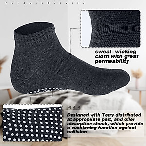 Didaey 18 Pairs Non Slip Socks for Man Woman Athletic Anti Skid Hospital Socks Bulk Socks Low Cut No Show Sock for Pilates(9 x 3 Inches,Dark Color)