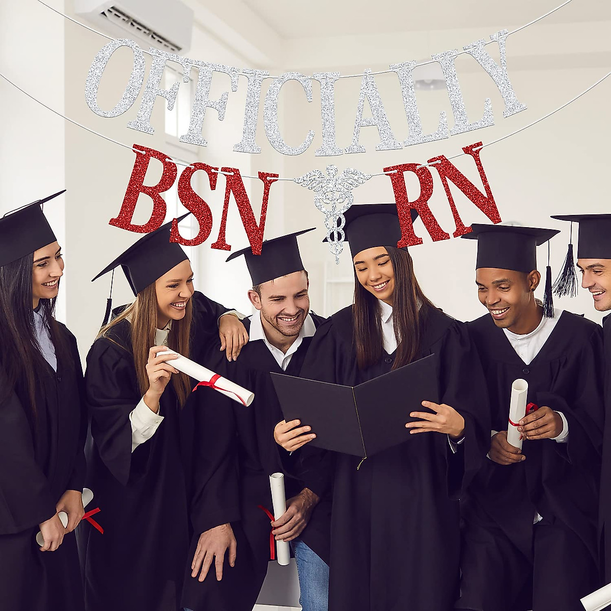Red Glitter Officially BSN RN Banner, Class of 2023 BSN/Class of 2023 RN/Congrats Nurse, 2023 Nursing School Graduation Party Decorations