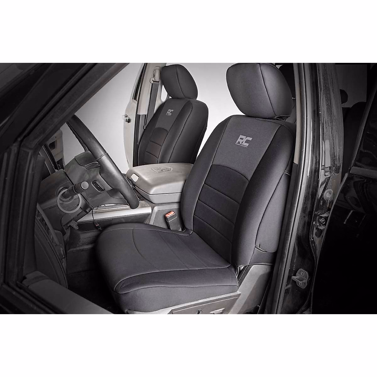 Rough Country Front Neoprene Seat Covers for Ram 1500 (2009-2018)/2500 (2010-2018)- UV & Water Resistant Ram Seat Covers, Foam Padded Seat Covers for Trucks - Front Car Seat Covers