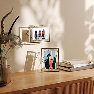 Umbra Prisma Picture Frame, 4x6 Metal Photo Display for Desk or Wall, 4" x 6", Chrome