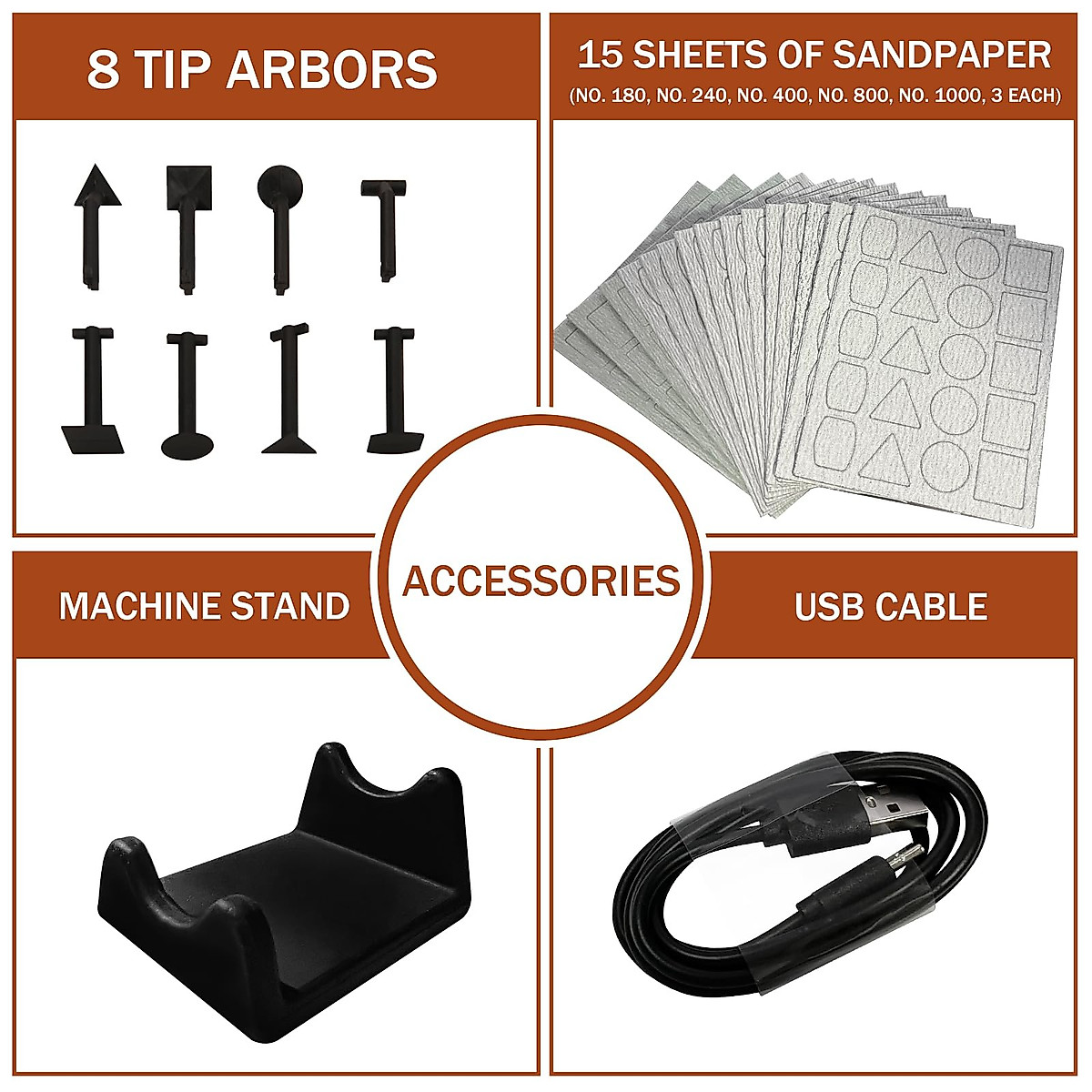 Bucasso Cordless Pen Sander, Variable Speed and USB Charging with LED Light, Multi-Purpose Power Tool for Sanding, Polishing, Finishing, DIY Crafts