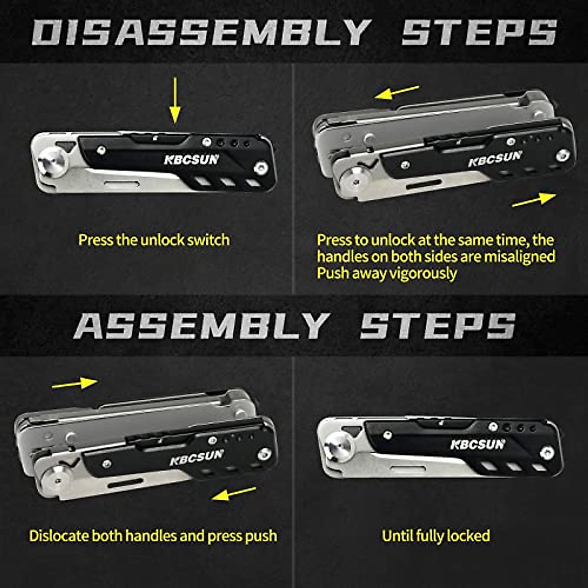 KBCSUN Pocket Knife Multitool Detachable Survival Tactical Knife Folding, Christmas Gifts for Men Dad Boyfriend for Camping Fishing Hiking Hunting