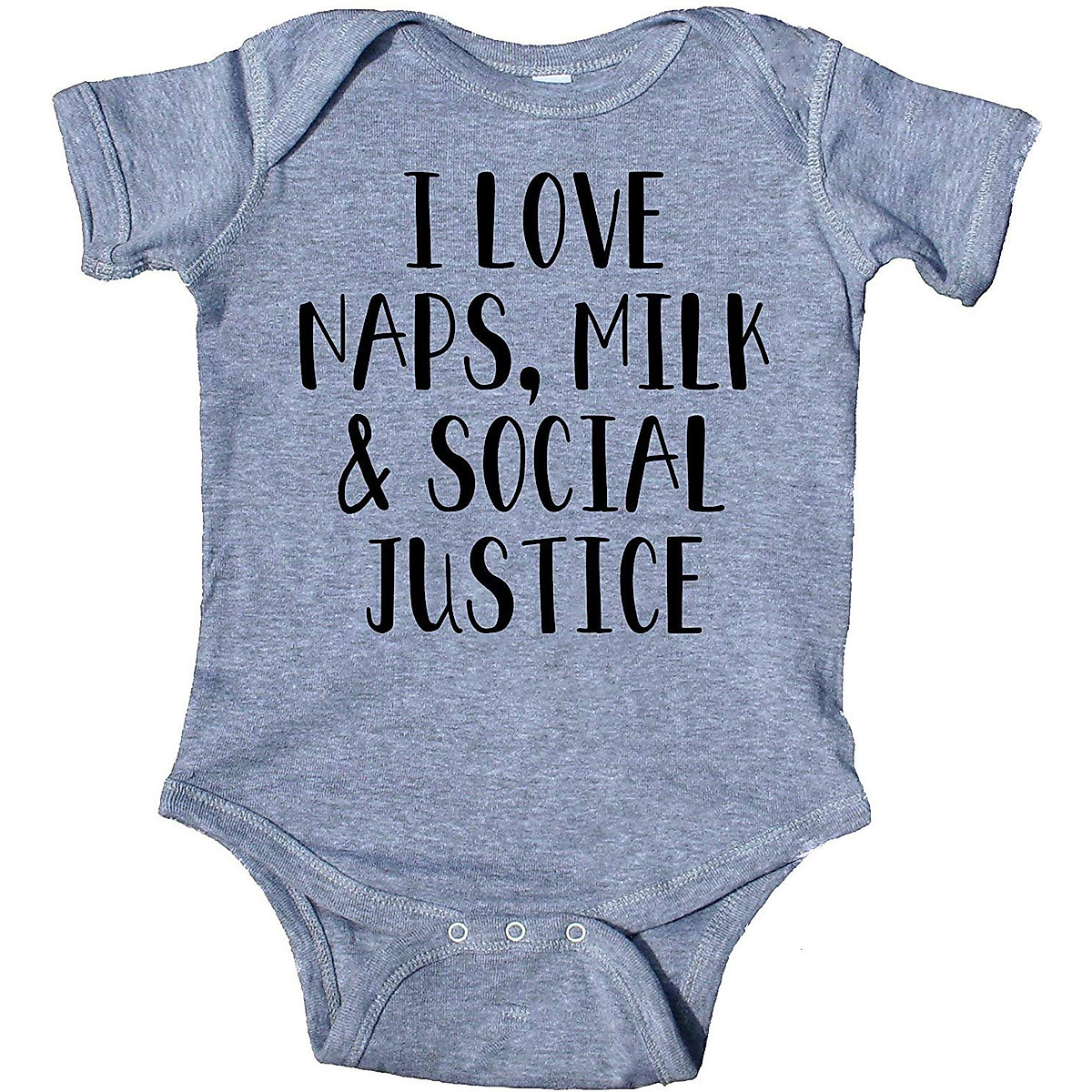 GKrepps I Love Naps Milk and Social Justice Baby Clothes Feminist Bodysuit Infant Toddler Baby Clothes Creeper Gray, 6-12 Months