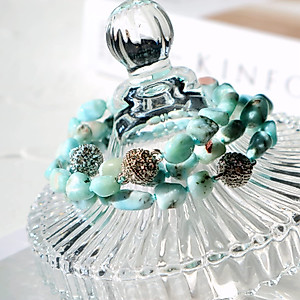Natural Stone Larimar Bracelet Crystal Magnet Clasp 7.5" …