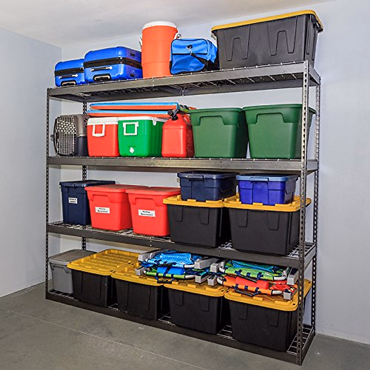 SafeRacks Garage Shelving Unit - Storage Shelf That Holds 500 Pounds Per Shelf Rack - All Steel Shelves for Storage - Easy to Assemble Shelving Storage, Garage Shelf, Hammertone (24" x 92" x 84")