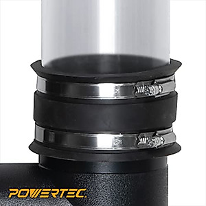 POWERTEC 70148V 2-1/2 Inch Dust Control Flex Cuff with Steel Hose Clamps, Hose Connector Rubber Cuff Coupler for Woodworking Dust Collection Fittings, Dust Collector Accessories & Machinery, 1pk