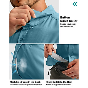 Men's Fishing Shirts with Zipper Pockets UPF 50+ Lightweight Cool Short Sleeve Button Down Shirts for Men Casual Hiking(Capri, 3X-Large-New)