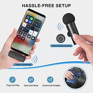 FIFINE Wireless Lavalier System with 2 Microphones, Lapel Mic Clear Sound for YouTube Video Interview Vlog, Dual Mini Mic with Type C Receiver for Android Phone/Tablet/Iphone15(USB C) Laptop-M8