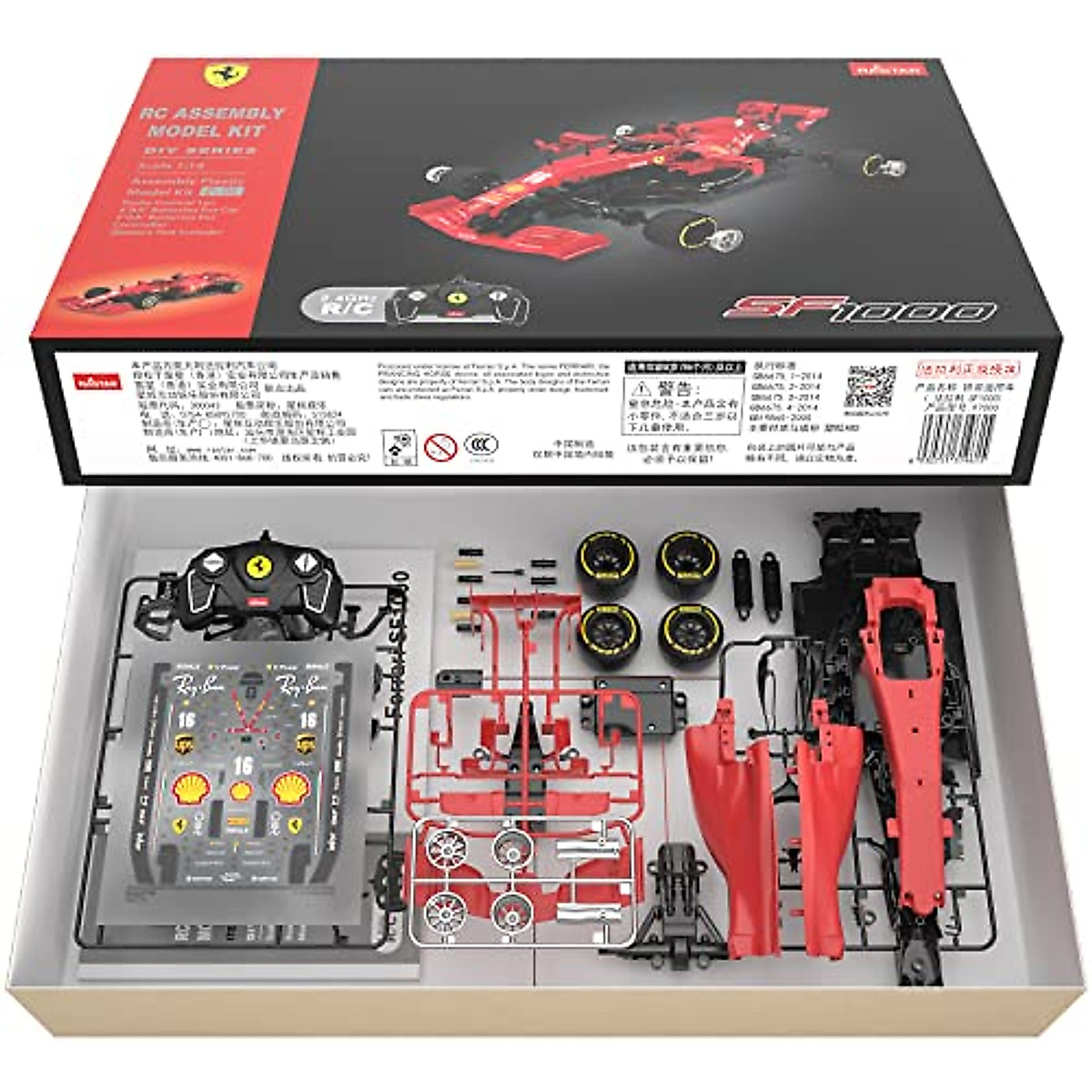 RASTAR RC Car Kits to Build for 1/16 Ferrari F1 Remote Control Car, Build Your Own RC Car Kit, Gift Ideas for 8+, Red