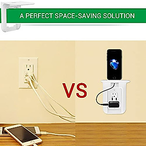 SDlumeiy Standard Vertical Duplex Decorative Socket Bracket，Socket Rack Wall Bracket，Home Wall Shelf for Bathroom Organizer（5.7x5.3x6.8inch） White 2pack
