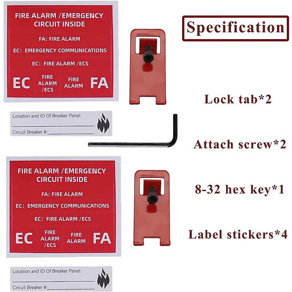 2 sets ELOCK-FA Fire Alarm Lock, E-Series Fire Lockout Kit, Red1