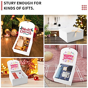 12pack Gift Boxes with Lids,White Gift Boxes Bulk with Gold Bow Ribbon,Bridesmaid Proposal Box for Presents Kraft Paper Gift Boxes for Wedding,Christmas,Halloween,Baby Shower