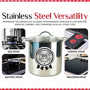 Canning pot with rack and lid - Water bath canner for canning - Complete premium canning kit with large Pot 21.5 Qt in stainless steel 304 - The French canning kit by La Cuisine de Camille