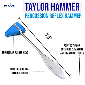 SURGICAL ONLINE Set of 4 Taylor Percussion Reflex Hammers - Diagnostic Medical Instruments, For Nurse, EMT, Medical Student, Doctor (Blue)