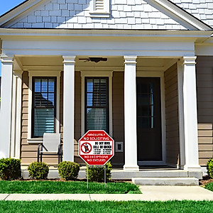 2PC No Soliciting Sign with Stake, 13 Inches by 13 Inches - Corrugated Plastic - No Soliciting No Religious No Trespassing Sign for House Yard