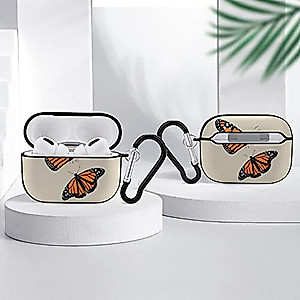 Butterflies Monarch Airpods Case Cover for Apple AirPods Pro Cute Airpod Case for Boys Girls PC Hard Silicone Protective Skin Airpods Accessories with Keychain