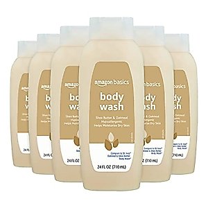Amazon Basics Shea Butter and Oatmeal Body Wash, 24 Fluid Ounces, 6-Pack (Previously Solimo)