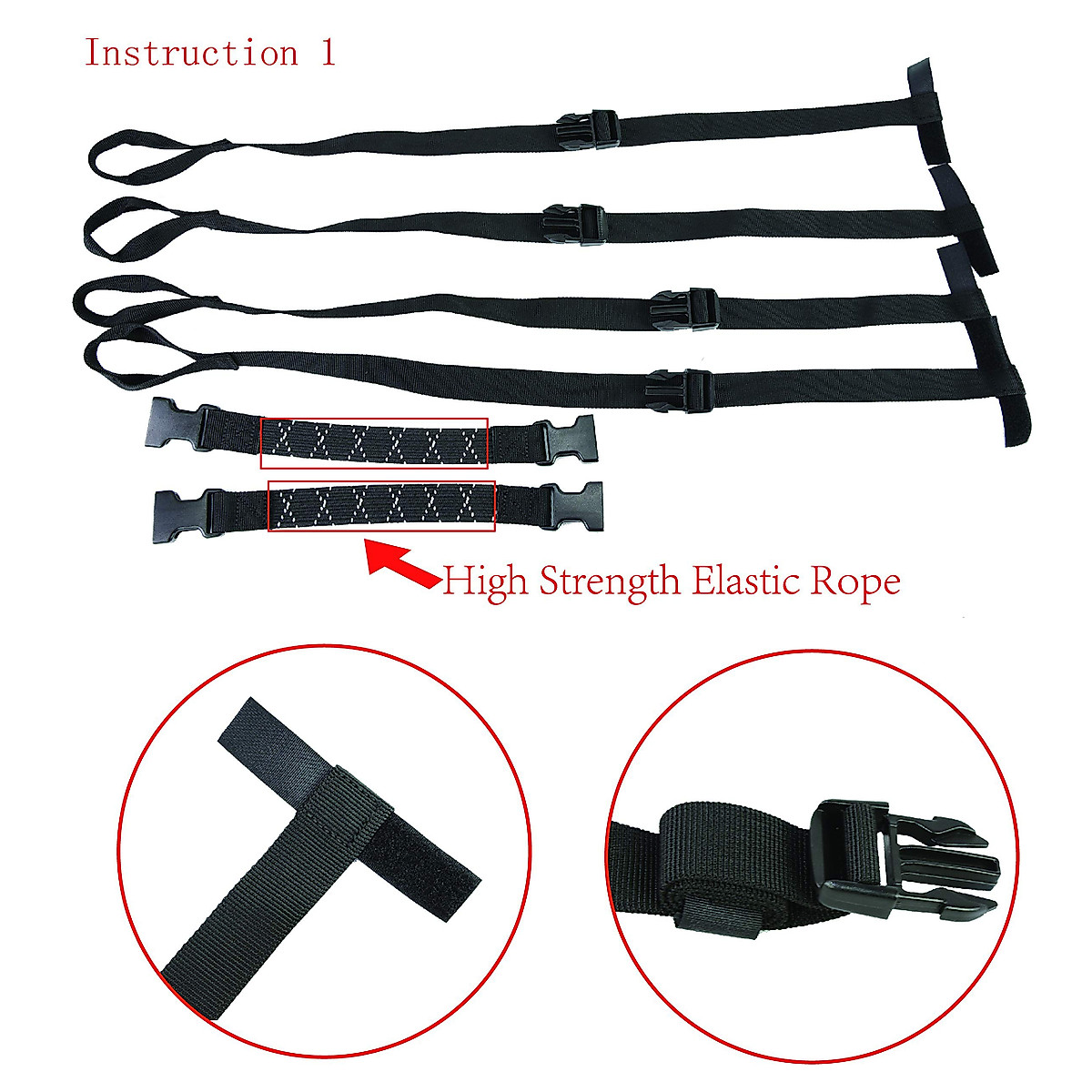 WILD HEART Quick install and remove straps 4+2 heavy duty straps (black straps)