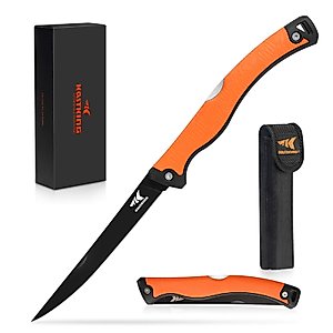 KastKing Folding Fillet/Fishing/Camping/Hunting Knife, Razor Sharp G4116 German Stainless-Steel Blade, Non-Slip Handles, 13 ½ inch overall Length, only 7 ½ inch folded, Includes Sheath