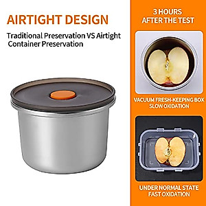 Stainless Steel Metal Food Storage Containers with Lids 440 * 3 Food Preservation Lunch Box Containers Leak-proof Light Easy Set with Air Vent Snack Boxes for People, Kitchen Storage…