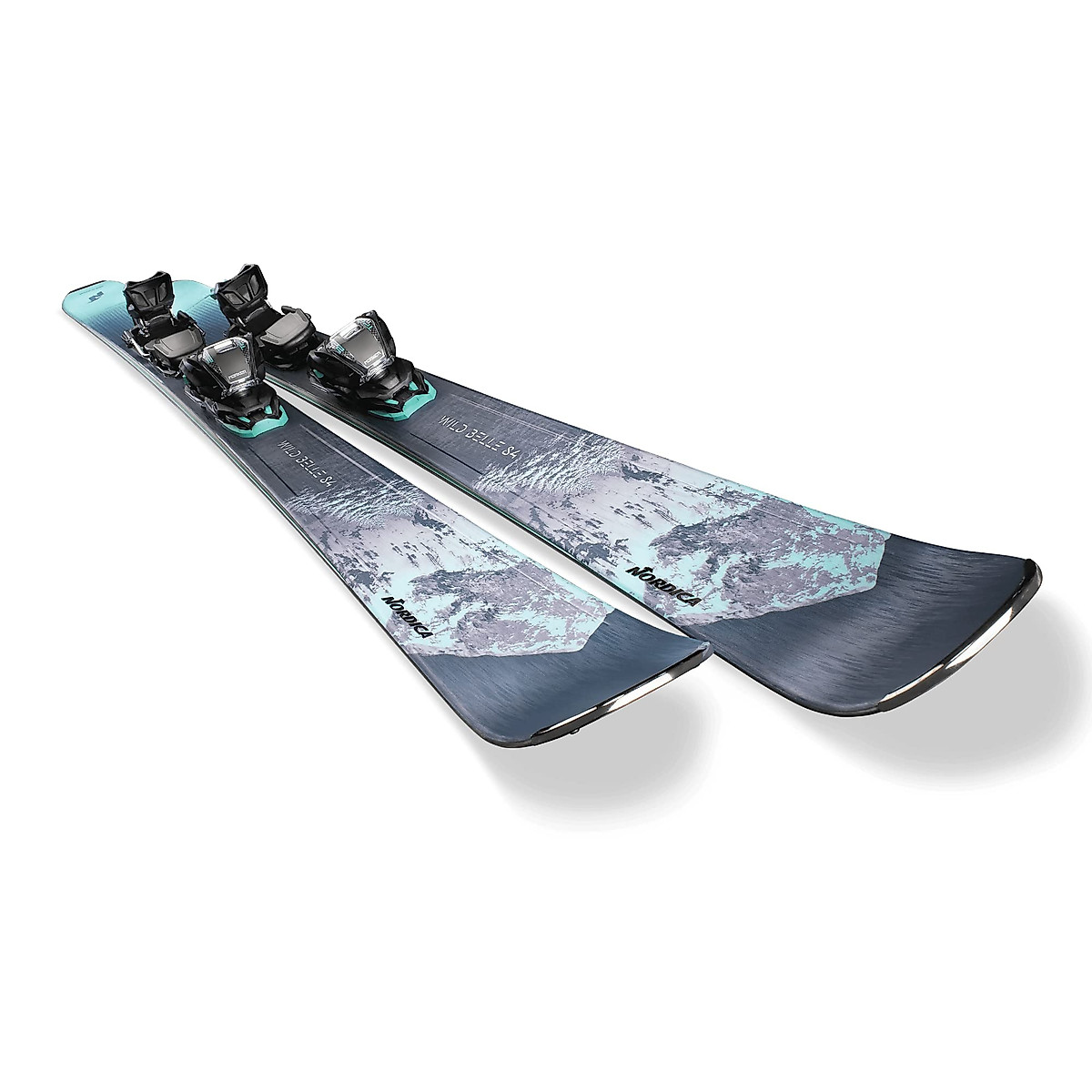 Nordica Women Wild Belle Dc 84 with Tp2 Light 11 Fdt Binding Skis, Color: Black/Teal, Size: 150 (0A1264OC001-150)