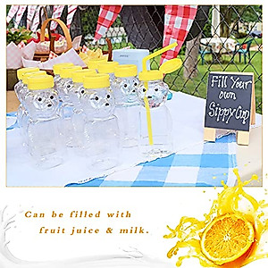 Uyuxxu 10 Pack 8 Oz Plastic Bear Honey Bottle,Honey Squeeze Jar with Flip-top Lid,Bear Juice Bottle Drinking Cup