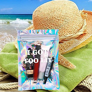 Fcuadro Hangover Kit Bags 20Pcs I GOT TOO LIT Holographic Hang Over Recovery Bags Bachelorette Party Supplies Birthday Goodie Gift Bags for Bridal Shower Party Favors 5X7 (White)