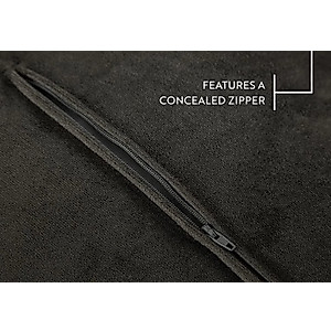 English Home Ottoman Pouffe, Comfortable Cube Foot Stool, Soft Velvet Bean Bag, Home Decor Footstool Extra Seating for Living Room, Bedroom, Casha, 17.7x17.7 inch (45x45 cm), Anthracite