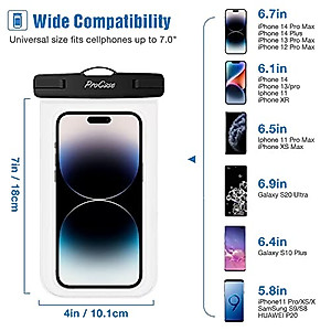 ProCase Waterproof Pouch Cellphone Dry Bag Underwater Case for iPhone Xs Max XR X 8 7 6S Plus, Galaxy S10 Plus S9 S8 +/Note 9 8, Pixel 3 2 XL up to 6.5" - 3 Pack, Clear