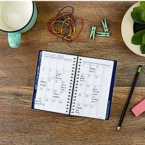 PlanAhead See IT Bigger April 2024 - June 2025 Size 8.75" x 5.5" x 0.5" Monthly/Weekly Medium Planner and Twin Fluorescent Pen (Floral Coppa)
