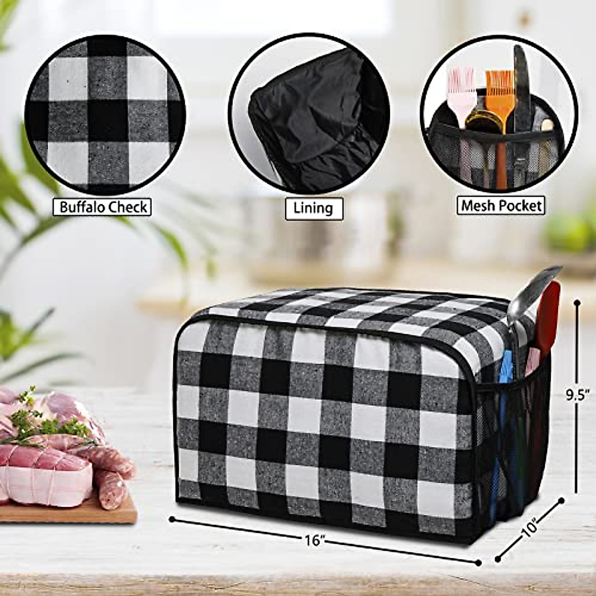 Slow Cooker Cover Compatible with Crock-Pot and Hamilton Beach 6-8 qt Slow Cooker, Crock Pot Cover Keep Appliance Clean, Slow Cooker Dust Cover with Mesh Pocket for Accessories