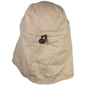 Tropic Hats Men/Women Summer Ballcap with Neckflap Protection - Khaki