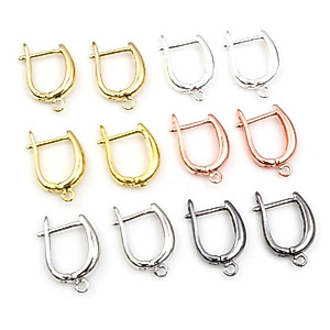 NOVAJEWS 10pcs 2-Styles Bronze French Earring Hook Lever Back Open Loop Setting for DIY Earring Clips Clasp Jewelry Making Accessories - (Color: T7-59)