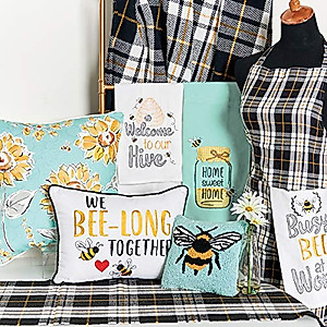 C&F Home Bumble Bee Hooked Pillow Petite Tufted Decor Decoration Throw Pillow for Couch Chair Living Room Bedroom 8 x 8 Blue