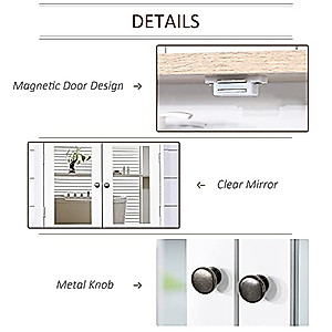 kleankin Wall Mounted Bathroom Medicine Cabinet with Double Mirrored Doors and Adjustable Interior Shelf, White