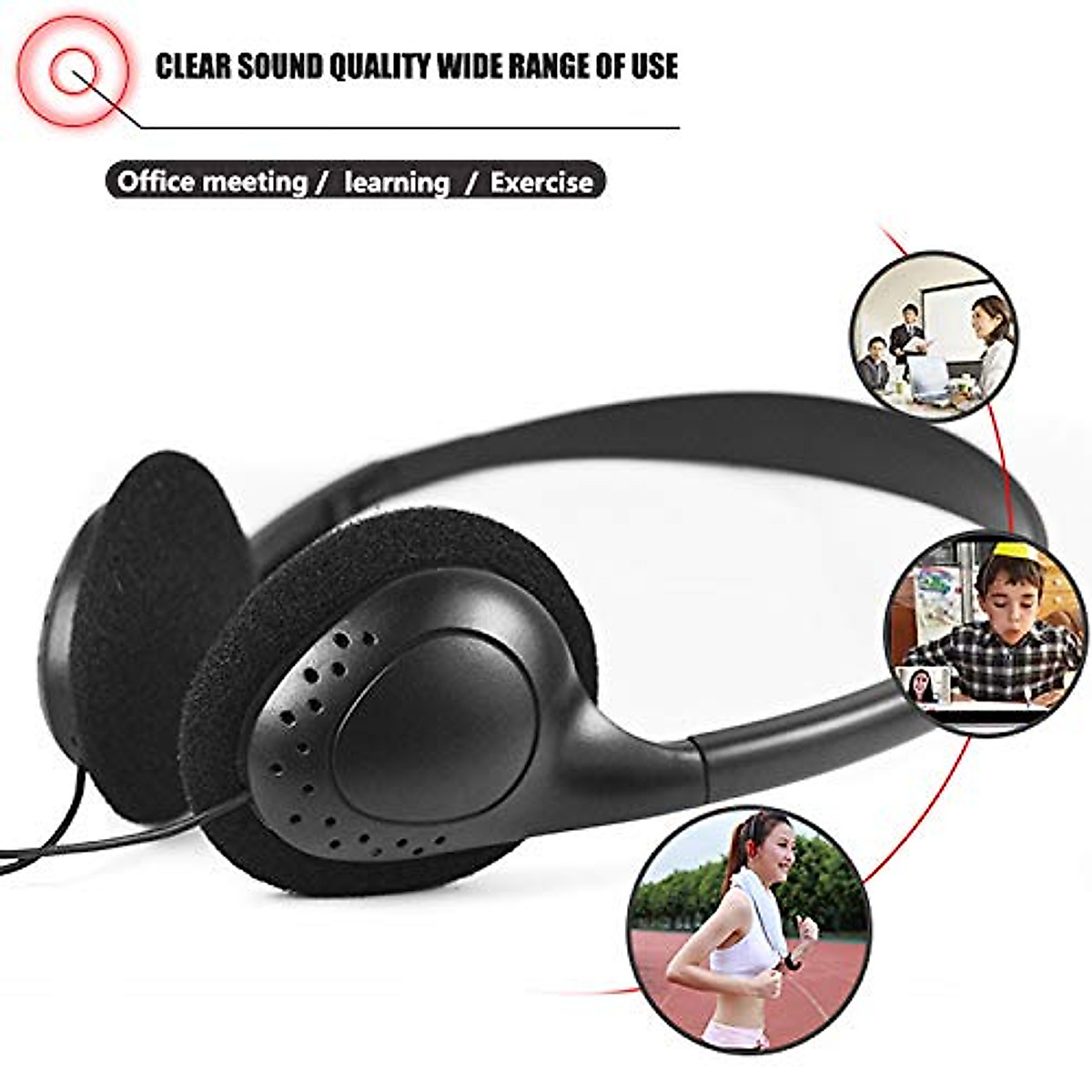 CN-Outlet Wholesale Bulk Headphones 25 Pack for Kids,Classroom,Labs,Students and Adults - Black