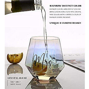 FONDBLOU Wine Glasses Gifts for Mr and Mrs, Wedding Gifts for Bride and Groom, Gifts for Bridal Shower Newlywed Engagement and Anniversary, Couples Gifts for Husband & Wife(12oz*2 Glass)