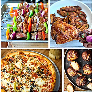 7 Inch 10pcs Air Fryer Accessories Set Fit for Gowise Gourmia Cozyna Ninja,Fit All 3.2qt-6.8qt Air Fryer,Kits with Skewers Silicone Mat,Pizza Pan,Cake Barrel,Non-Stick,Dishwasher Safe,Universal,Black