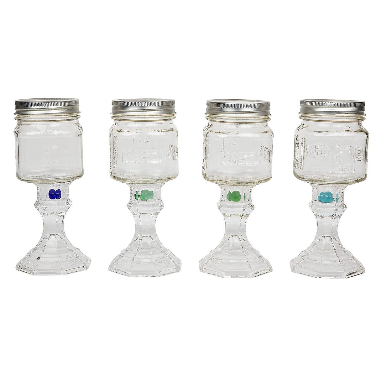 Redneck Wine Glass One of the Only Wine Galsses With a Lid. Set of 4 Square