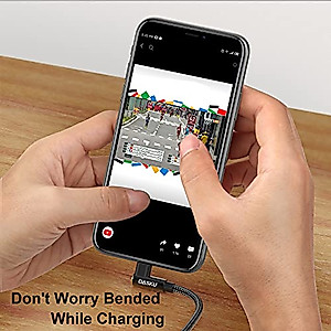 90 Degree iPhone Charging Cable 2Pack 10ft Right Angle Nylon Braided Lightning Charger Cord Compatible with iPhone 14 13 12 11 Pro Max XS XR X 8 7 6 5 Plus iPad（Black）