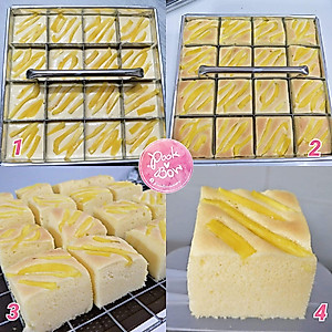 Brownie Cutter With Pan Stainless 100% 6,7,8,9,10,11,12 Inch Heavy duty Baking Tray with Slicer Ensures Perfect Crispy Edges Bakeware Tray (10x10" 25 Pcs., Cutter)