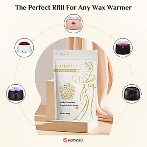 KOTAMU Hard Wax Beads for Hair Removal - 1lb Sensitive Skin Thick Hair Formula for Full Body, Face, Chest, Back, Leg, Bikini Brazilian Waxing - Wax Refill for Women and Men