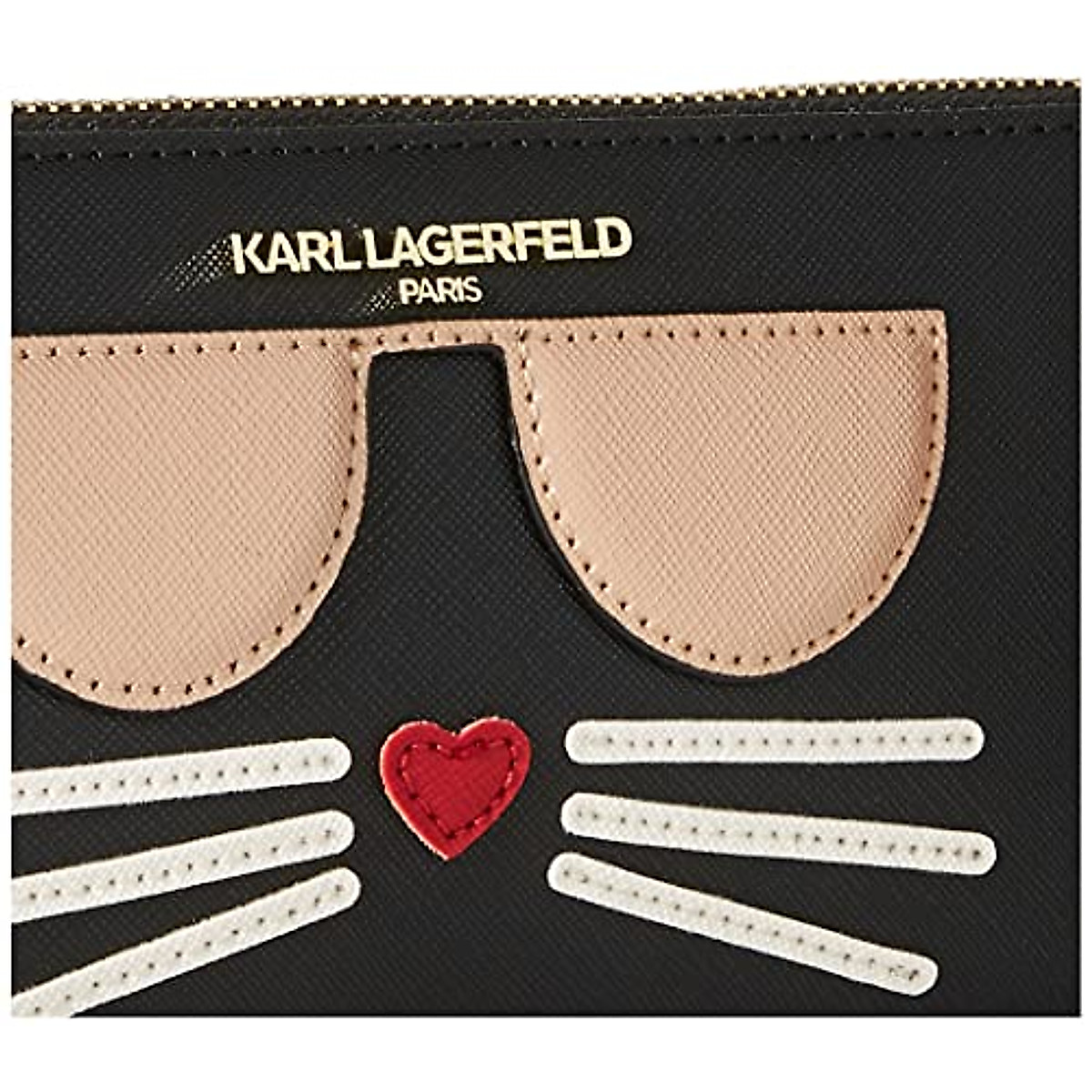 Karl Lagerfeld Paris Women's Zip Around Wallet, Deep BLK/Gold, One Size