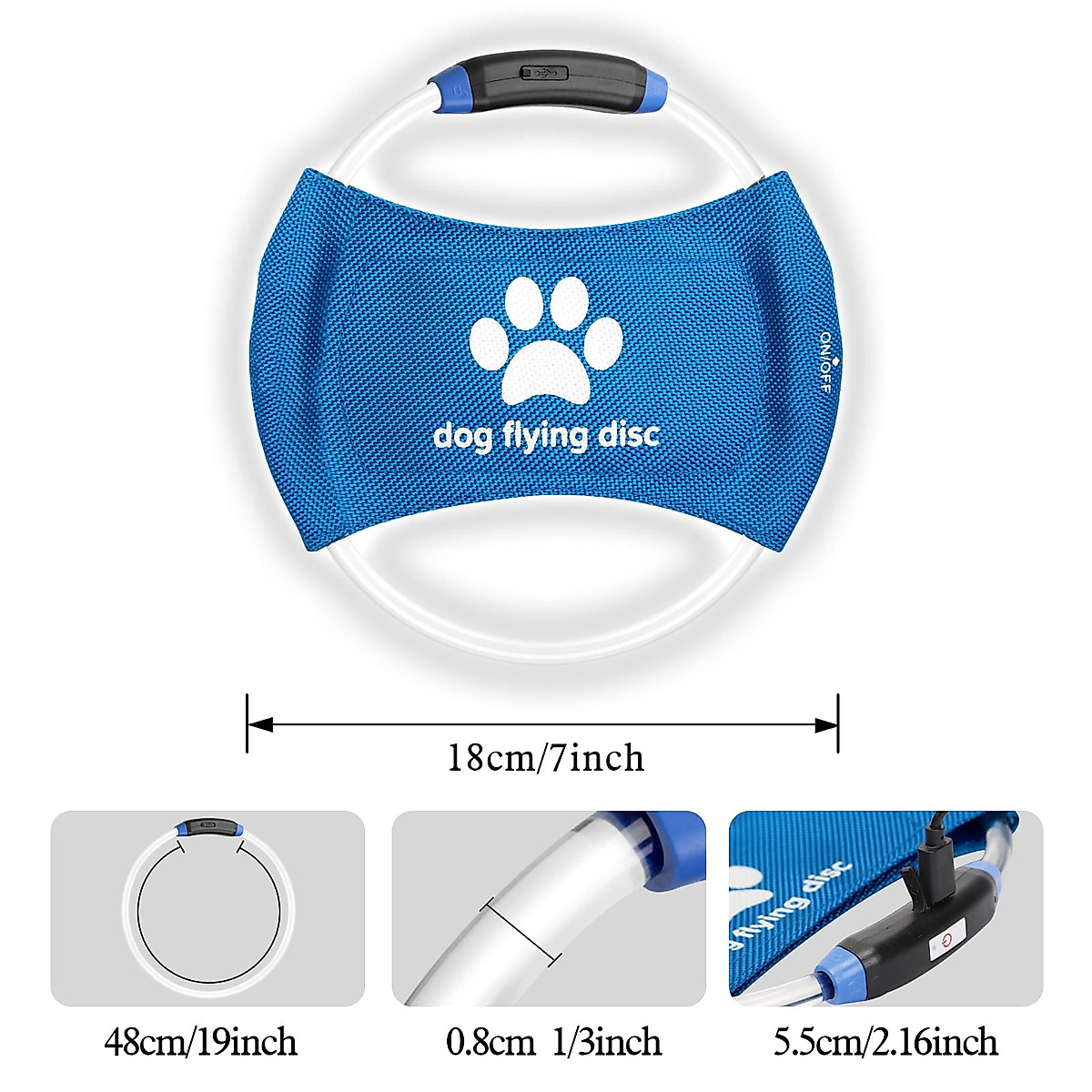 ZZYHSYXL 7 Inch Light Up Dog Flying Discs, 2 Pack Outside Dog Toys with 3 Light-Emitting Modes, Dog Flying Ring Toys for Physical Exercise, Outdoor Sports - Green Blue